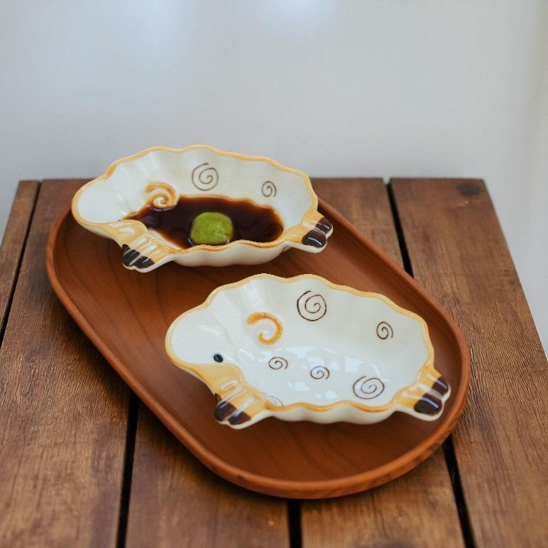 Japanese Style Sheep Sauce Dish - Ceramic Dipping Plate – huemabe ...