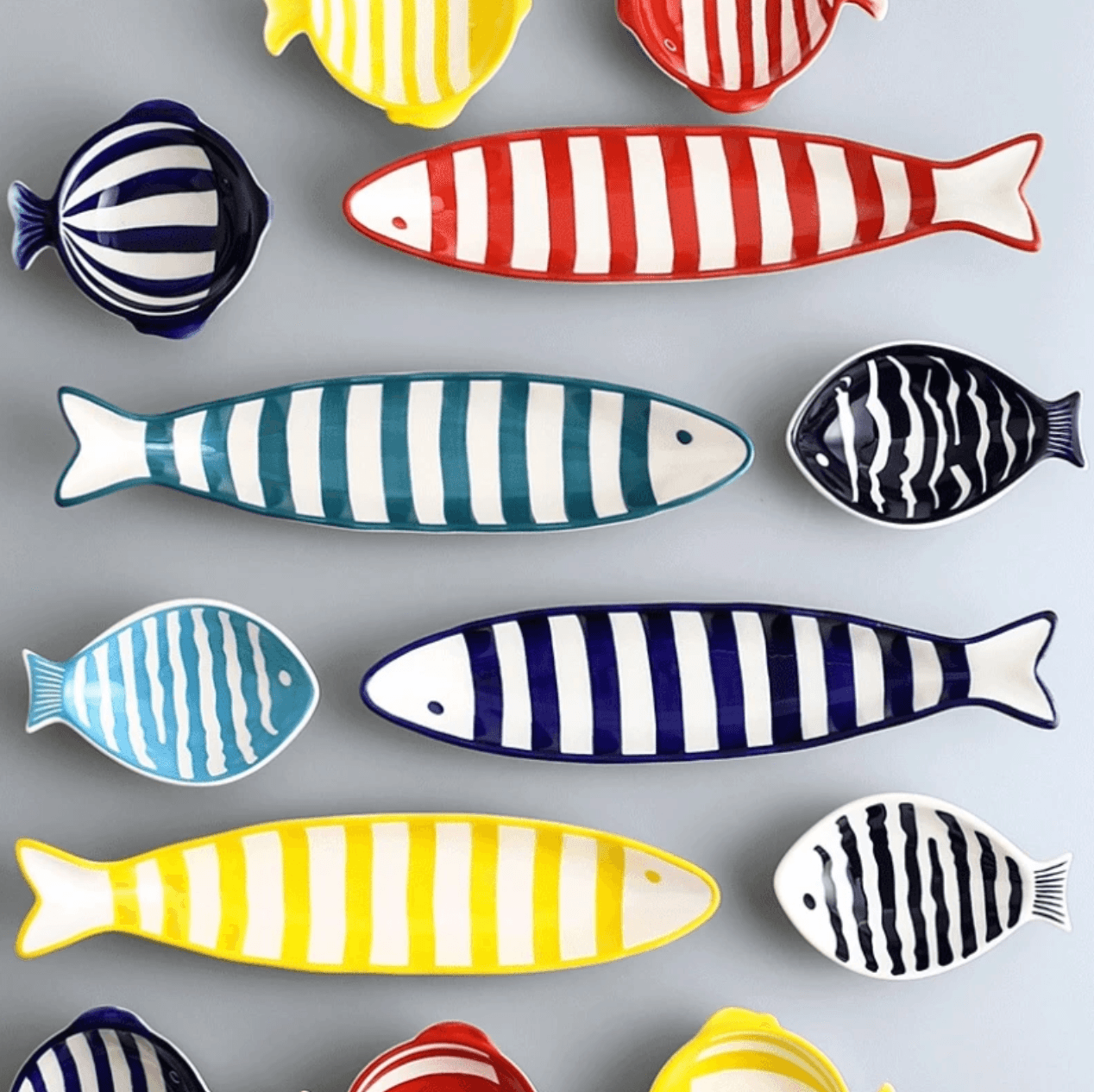 Hand Printed Fish Shape Ceramic Plate – huemabe - Creative Home Decor
